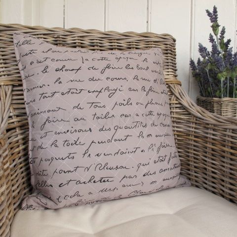 French script quilted cushion | Bliss and Bloom