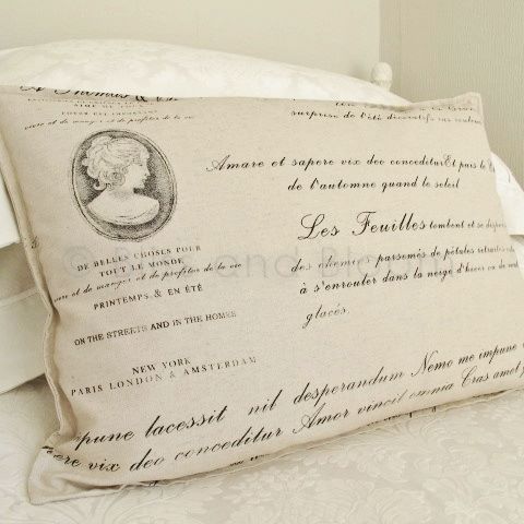 Linen and black script cushion | Bliss and Bloom