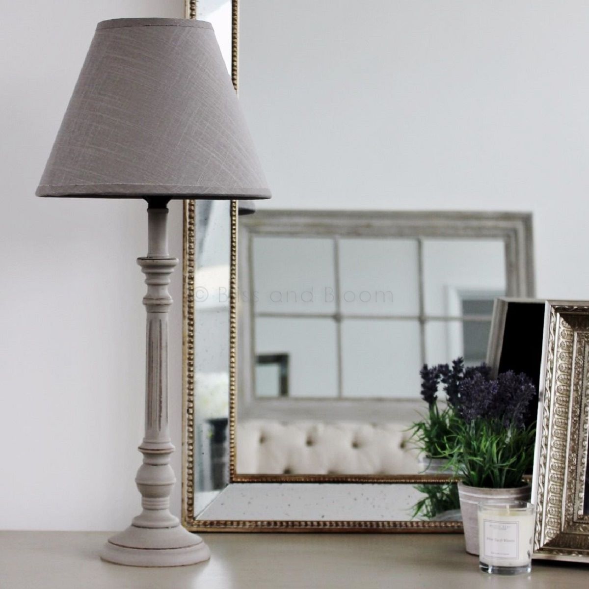 Grey Table Lamp Grey Shade | Bliss and Bloom