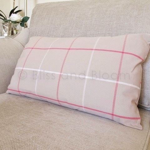 Pink check rectangular cushion | Bliss and Bloom