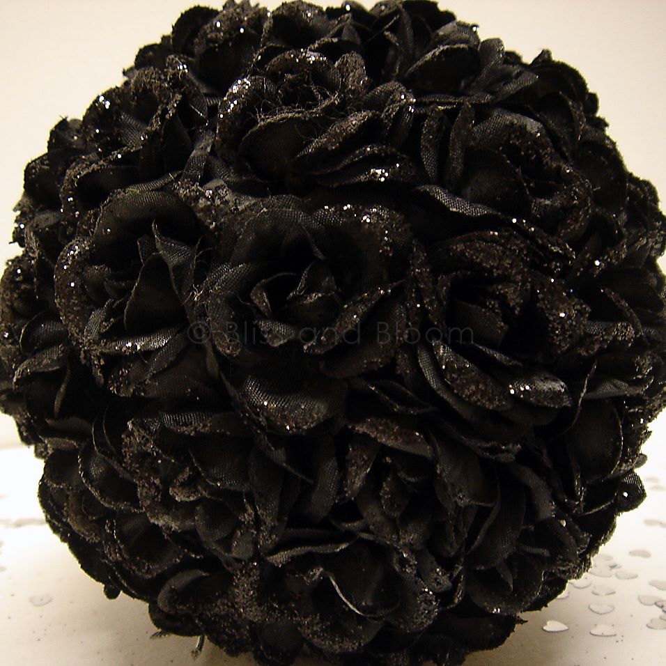 Black glitter rose ball SECONDS | Bliss and Bloom Ltd