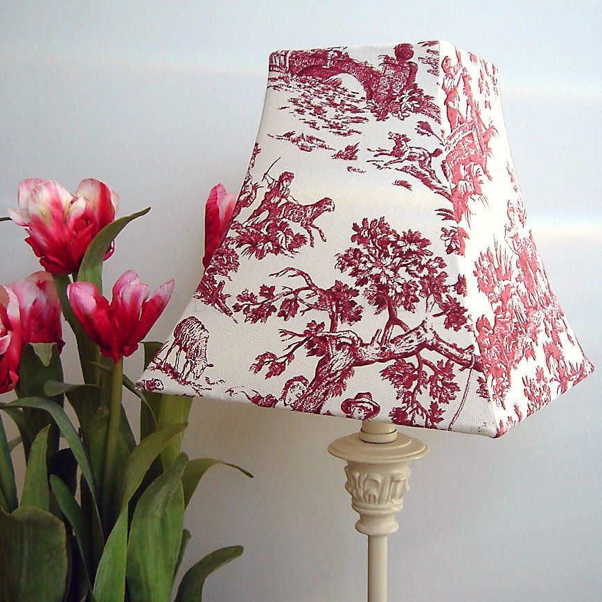 Cream lamp & red toile shade | Bliss and Bloom