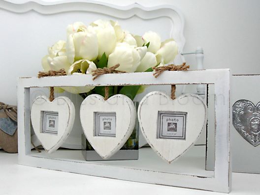 White 3 heart photo frame | Bliss and Bloom
