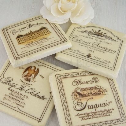 Wine label tile coasters | Bliss and Bloom