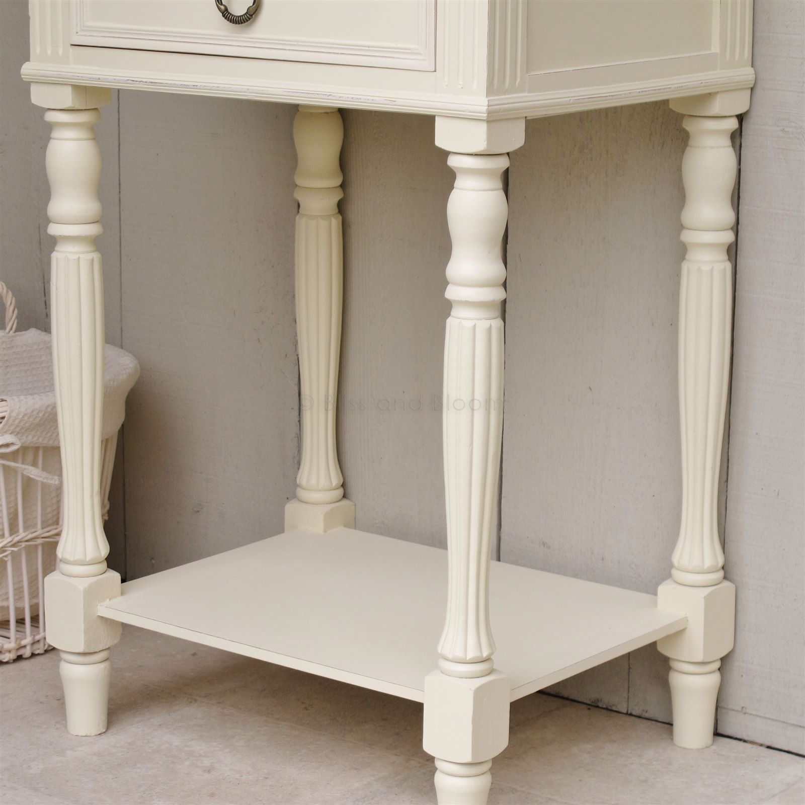 Cream bedside side table | Bliss and Bloom
