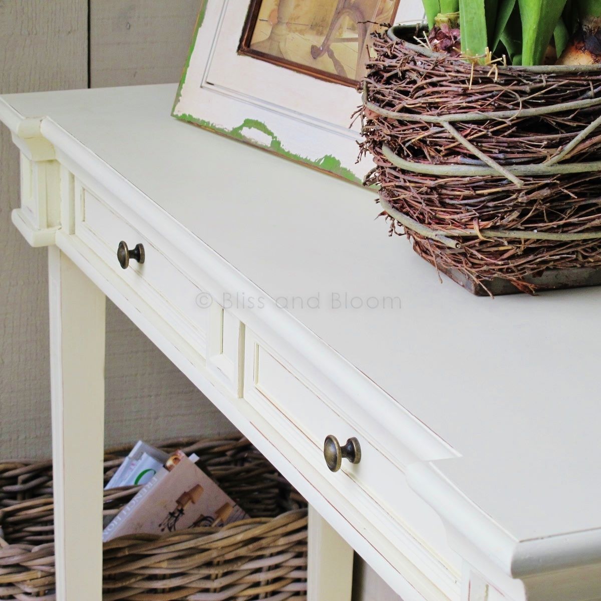 Cream 2 drawer console table | Bliss and Bloom