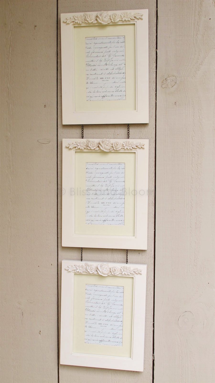 Cream rose triple hanging frame | Bliss and Bloom