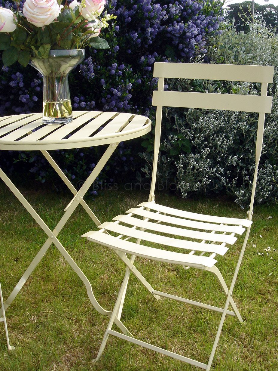 Cream metal garden bistro set | Bliss and Bloom