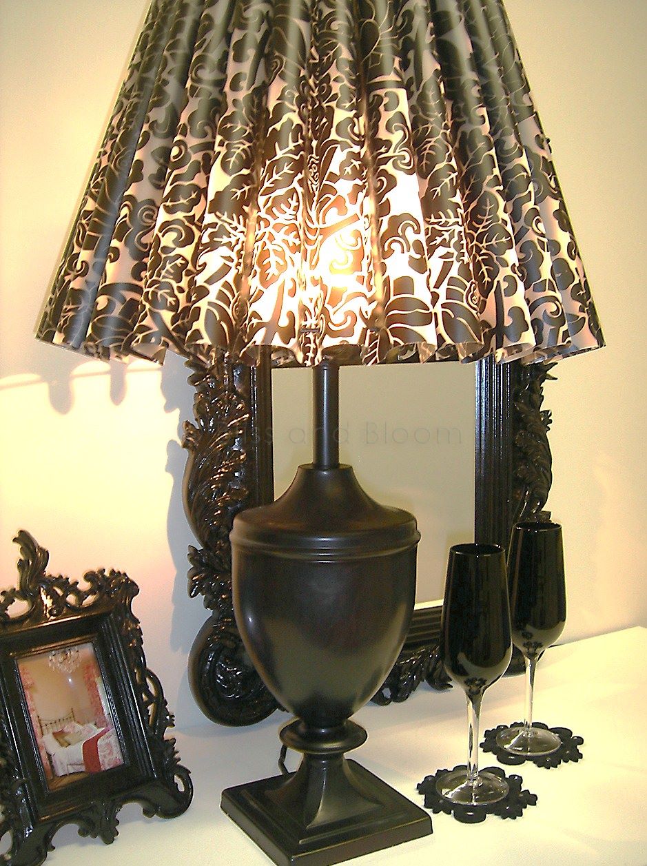 Black lamp & damask shade | Bliss and Bloom