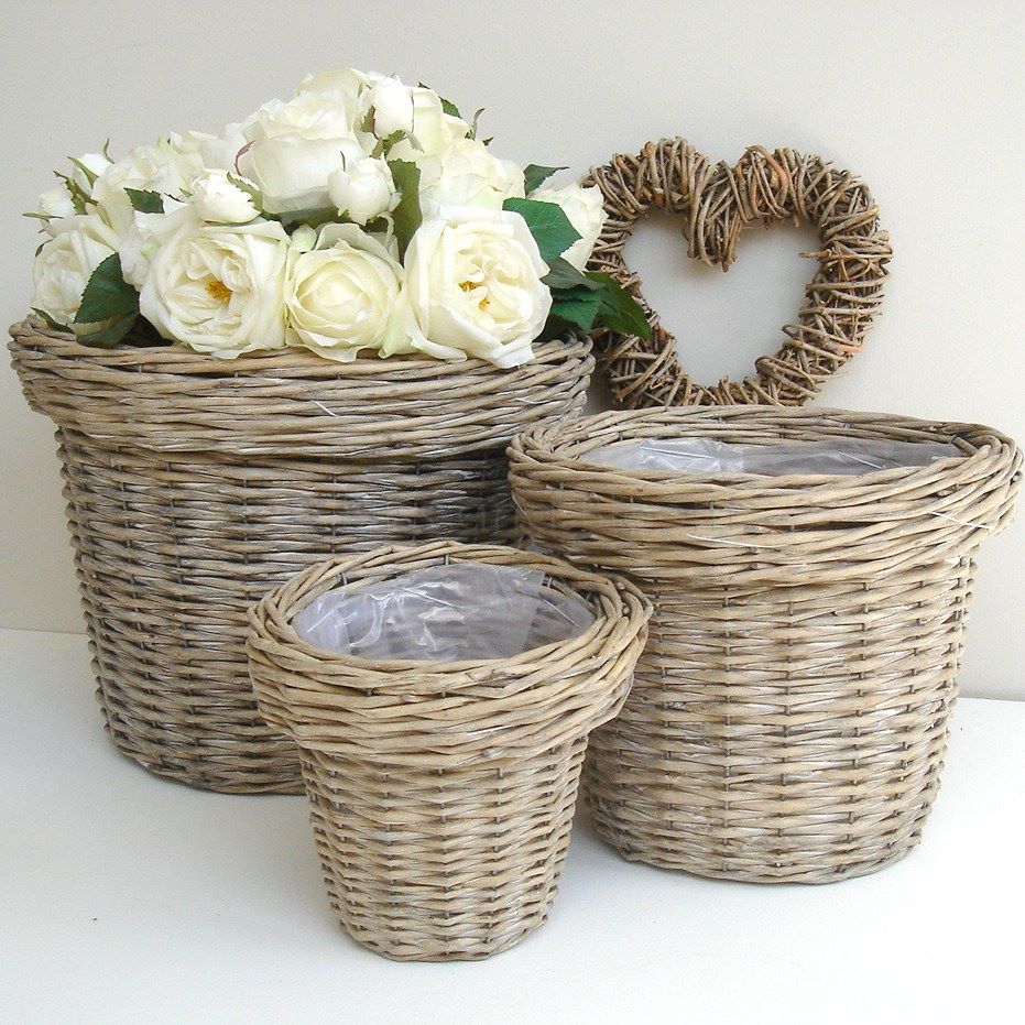 Set of 3 willow baskets / pots | Bliss and Bloom