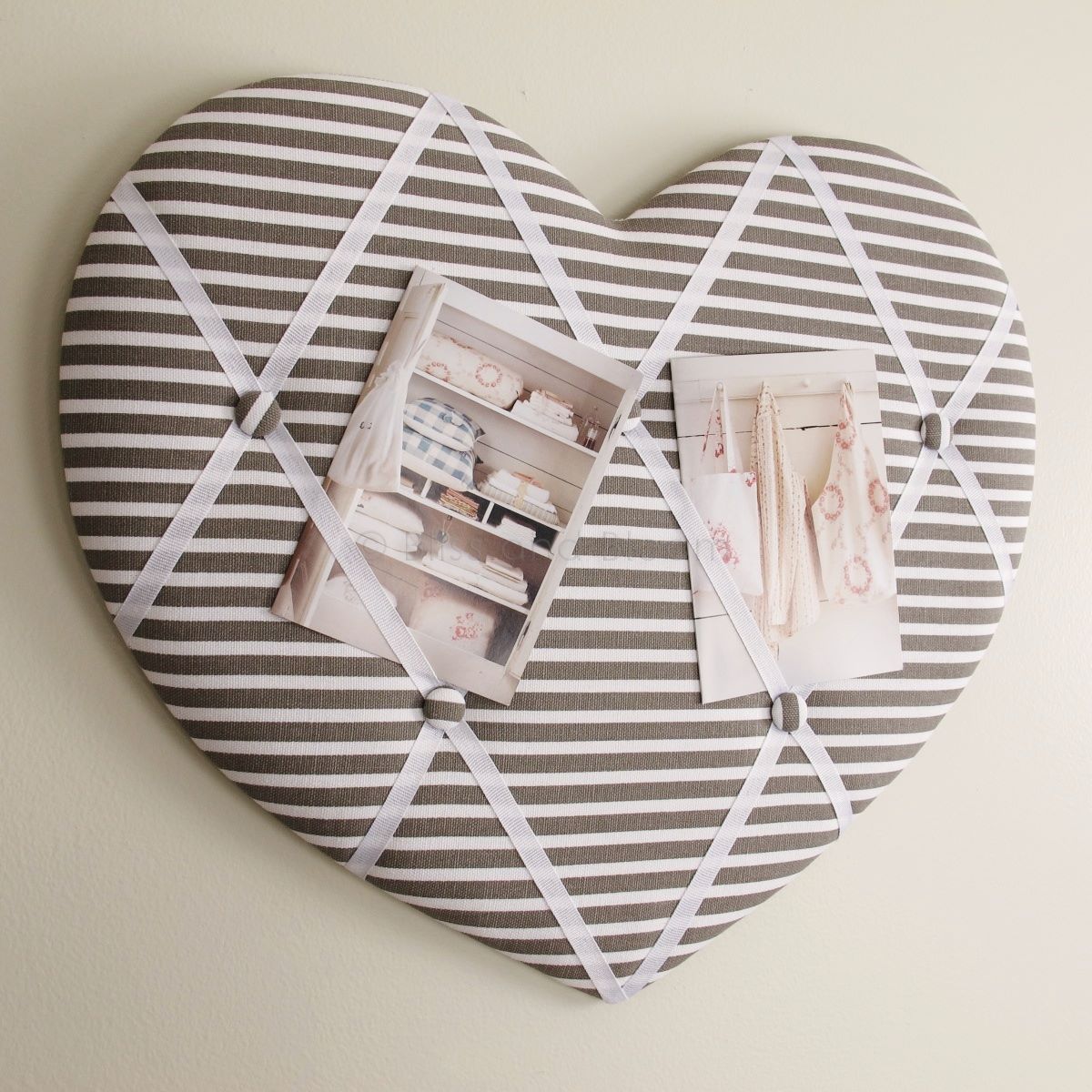 Striped heart memo board grey | Bliss and Bloom