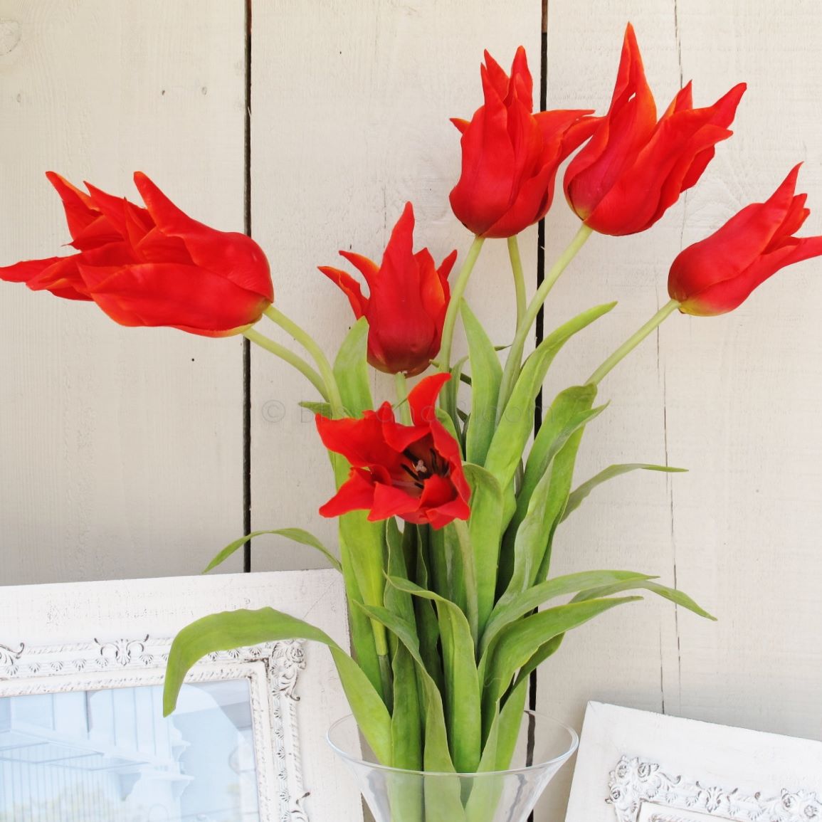 Red Tulips in Trumpet Vase | Bliss and Bloom Ltd
