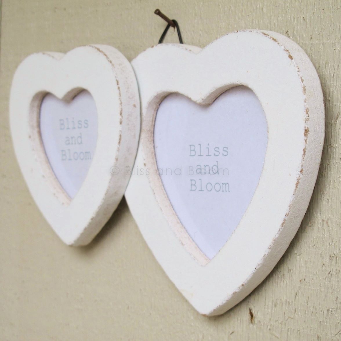 Double heart white photo frame | Bliss and Bloom